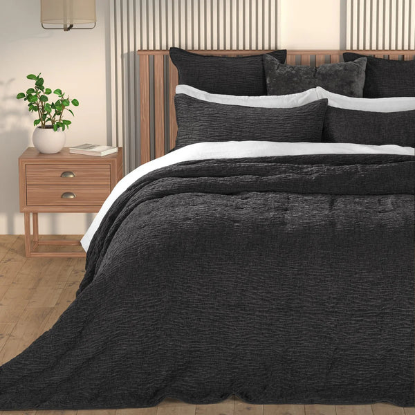 Barbara Charcoal Grey Textured Bedding by Brunelli – Home Sweet Linen